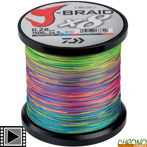 Tresse daiwa j braid 8 brins multicolore 0 24mm 1500m – Chrono Carpe